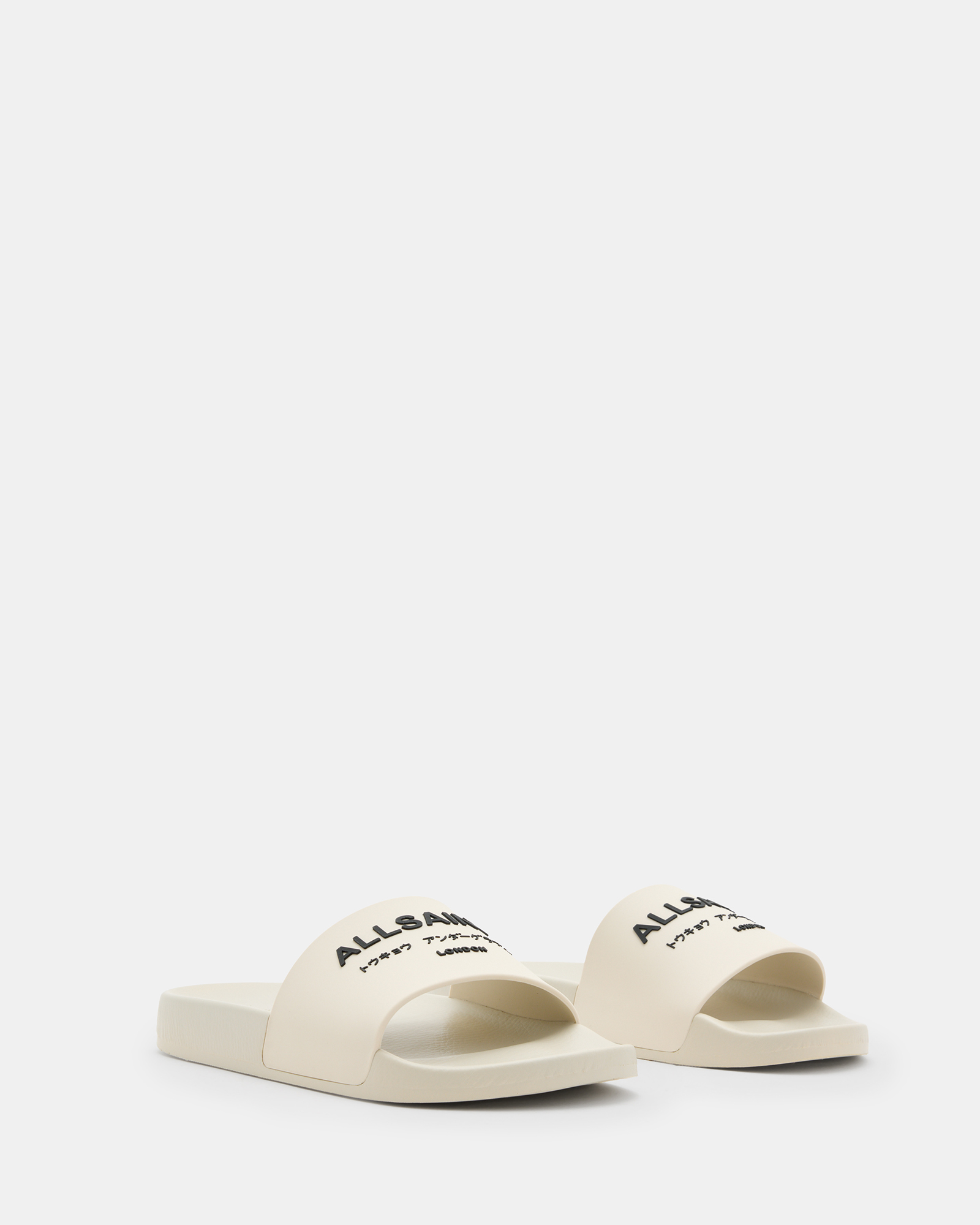 Allsaints Underground Logo Slip On Slides - Black | Editorialist