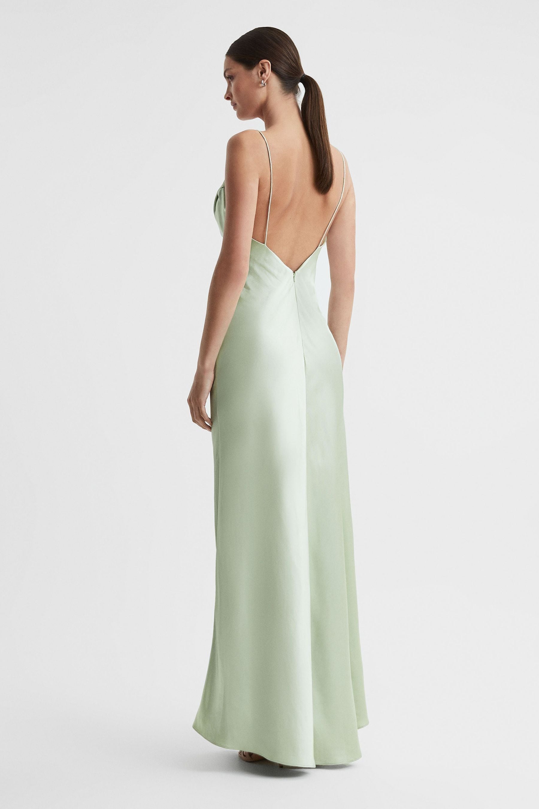 Rachel Gilbert Satin Cowl Neck Maxi Dress In Seafoam - 48% Off |  Editorialist