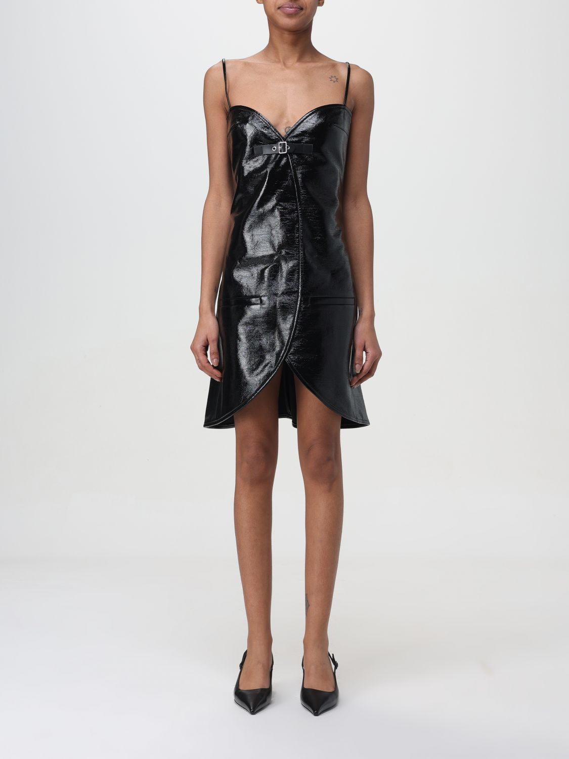 Ferragamo Mini Dress With Patent Leather Scales In Burgundy / Red - 50% Off | Editorialist Ferragamo Mini Dress With Patent Leather Scales In Burgundy / Red - 50% Off | Editorialist