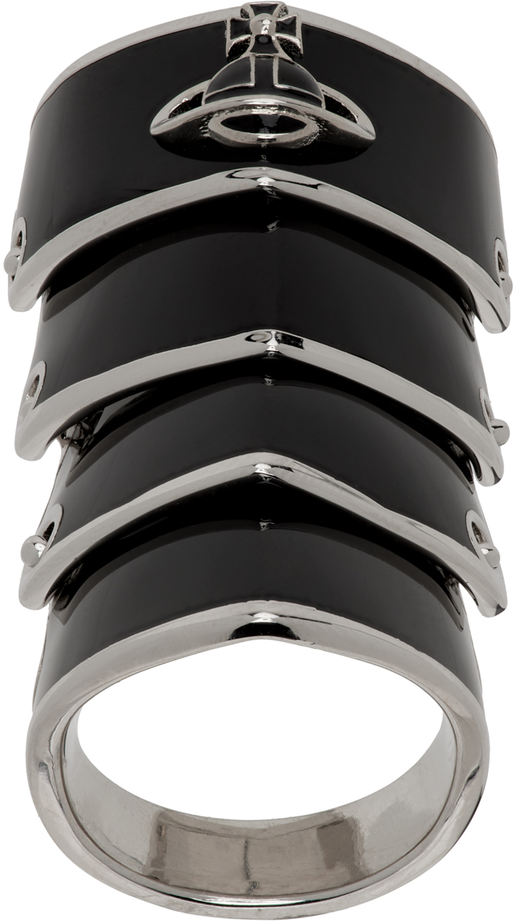 Vivienne Westwood Silver & Black Artemis Ring - Platinum Vivienne Westwood Silver & Black Artemis Ring - Platinum