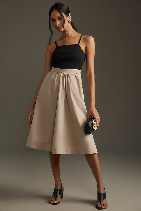 maeve sleeveless ribbed poplin twofer midi dress Sleeveless Ribbed Poplin Twofer Midi Dress