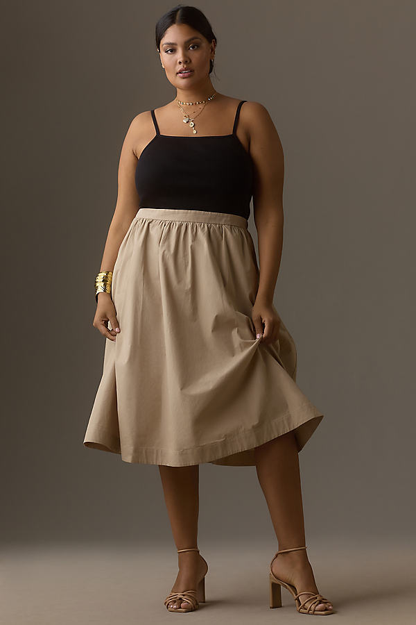 maeve sleeveless ribbed poplin twofer midi dress Maeve Sleeveless Ribbed Poplin Twofer Midi Dress