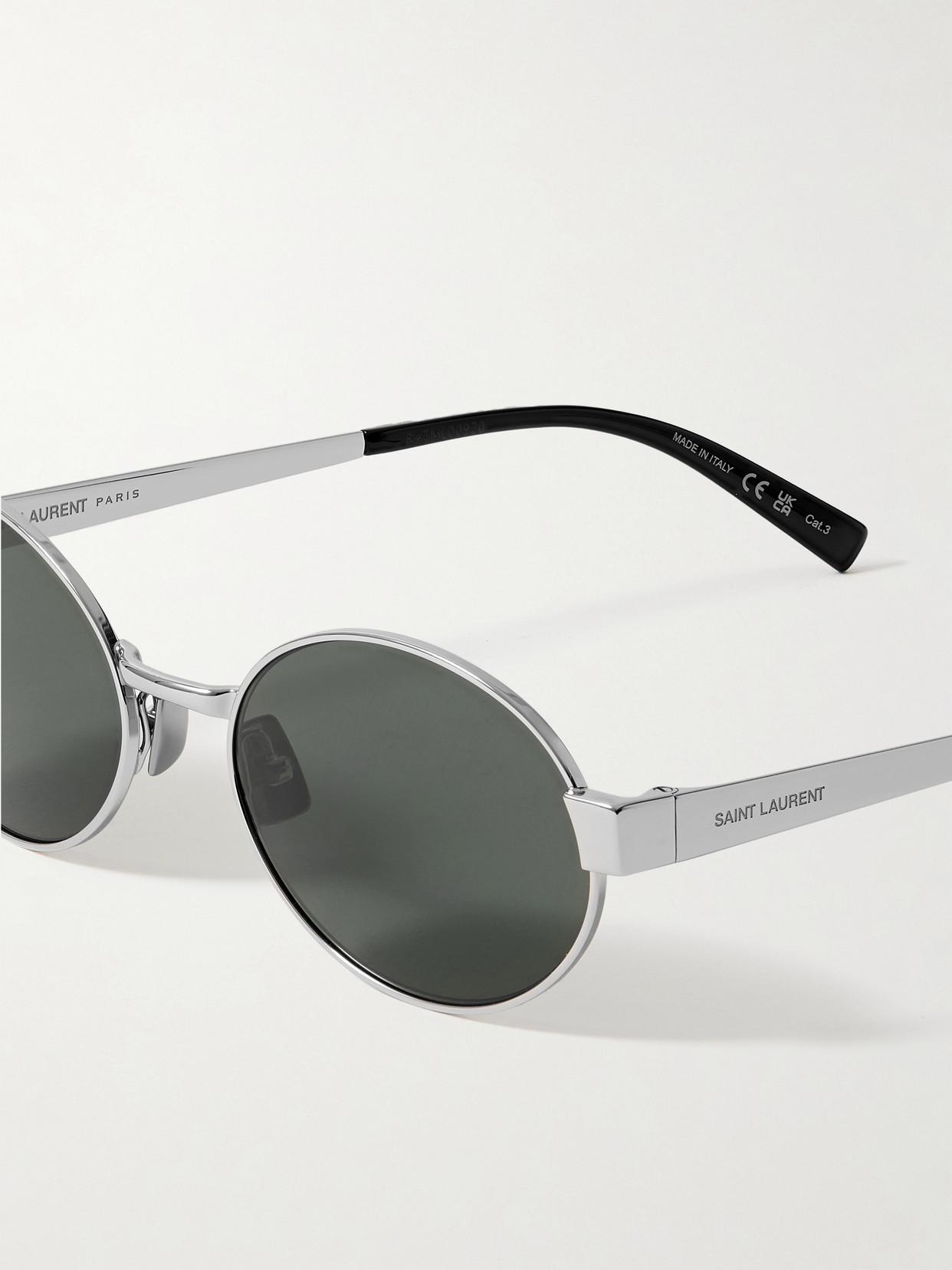 Saint Laurent Oval-Frame Sunglasses - Silver - 60% Off  display picture 1