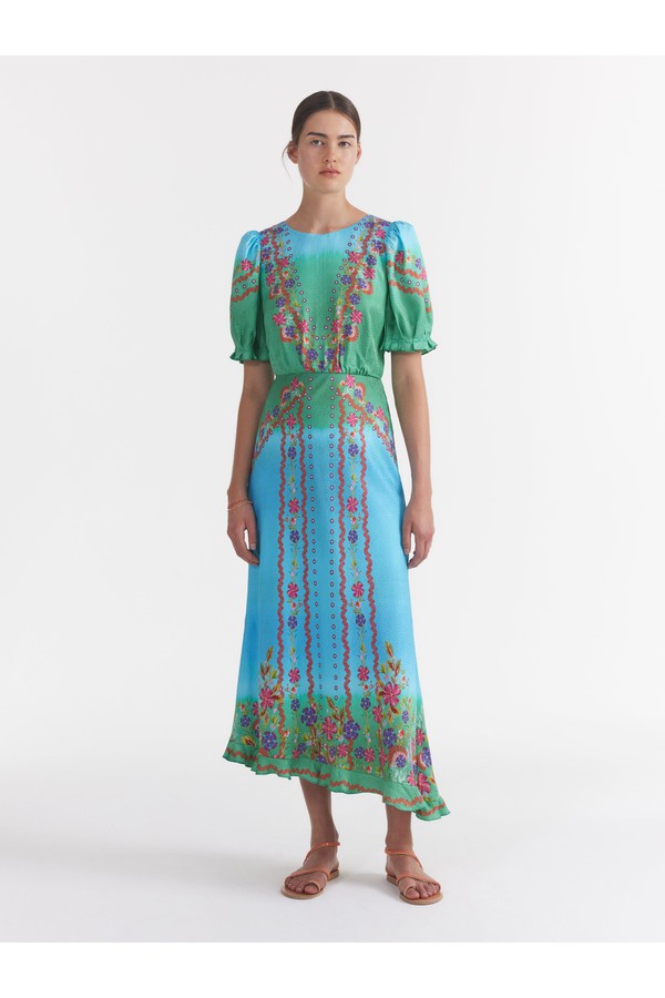 saloni vida green floral dress Buy D Floral-print - At 80% Off long sleeve boho wedding dresses