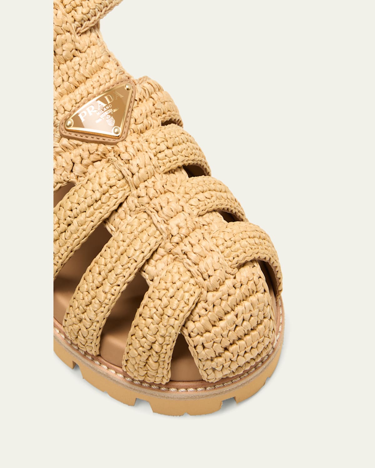 Prada Fussbett Raffia Slide Sandals - Naturale | Editorialist