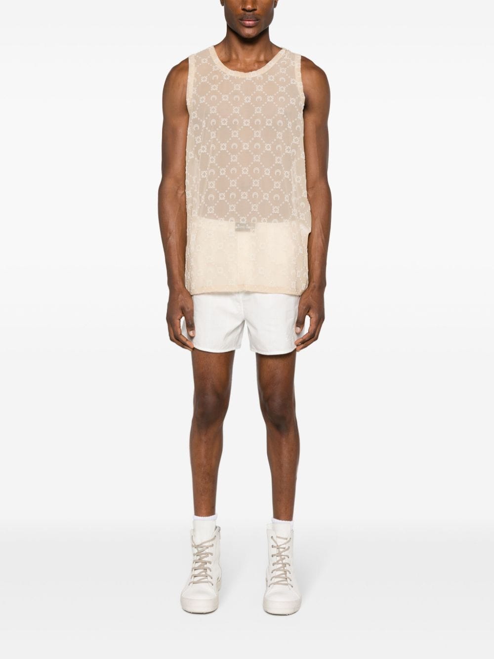 MARINE SERRE Marine Serre Moonogram Flocked Mesh Tank Top