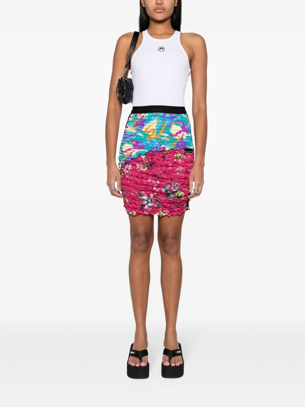 MARINE SERRE Marine Serre Crinkled Patchwork Mini Skirt