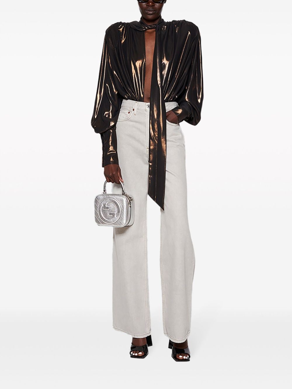 LAQUAN SMITH LaQuan Smith Pussy-Bow Draped Bodysuit