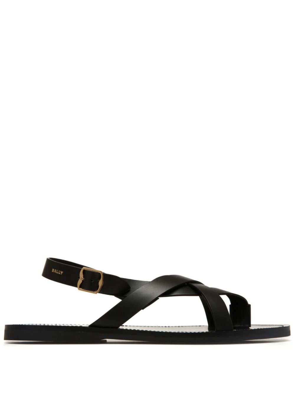 Bally Crossover-Strap Leather Sandals - Black | Editorialist display picture 1
