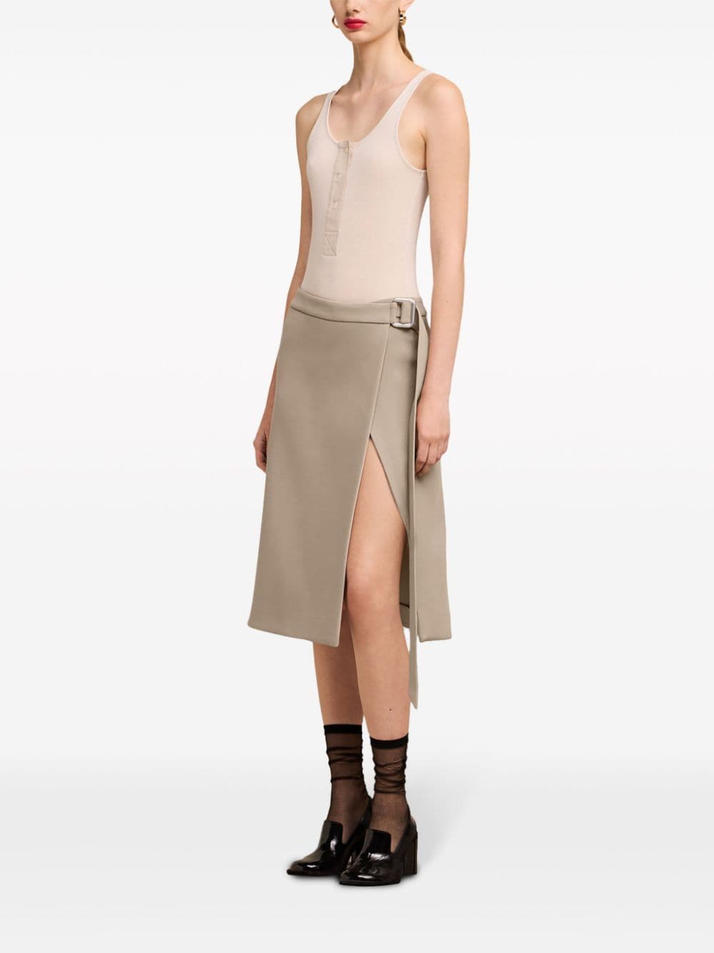 AMI AMI Paris Virgin Wool Wrap Midi Skirt