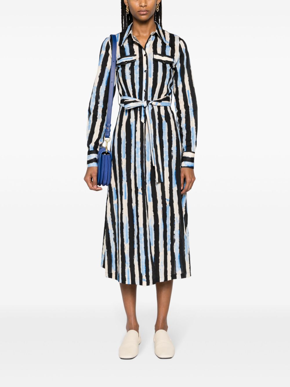 PINKO PINKO assente Striped Cotton Shirt Dress