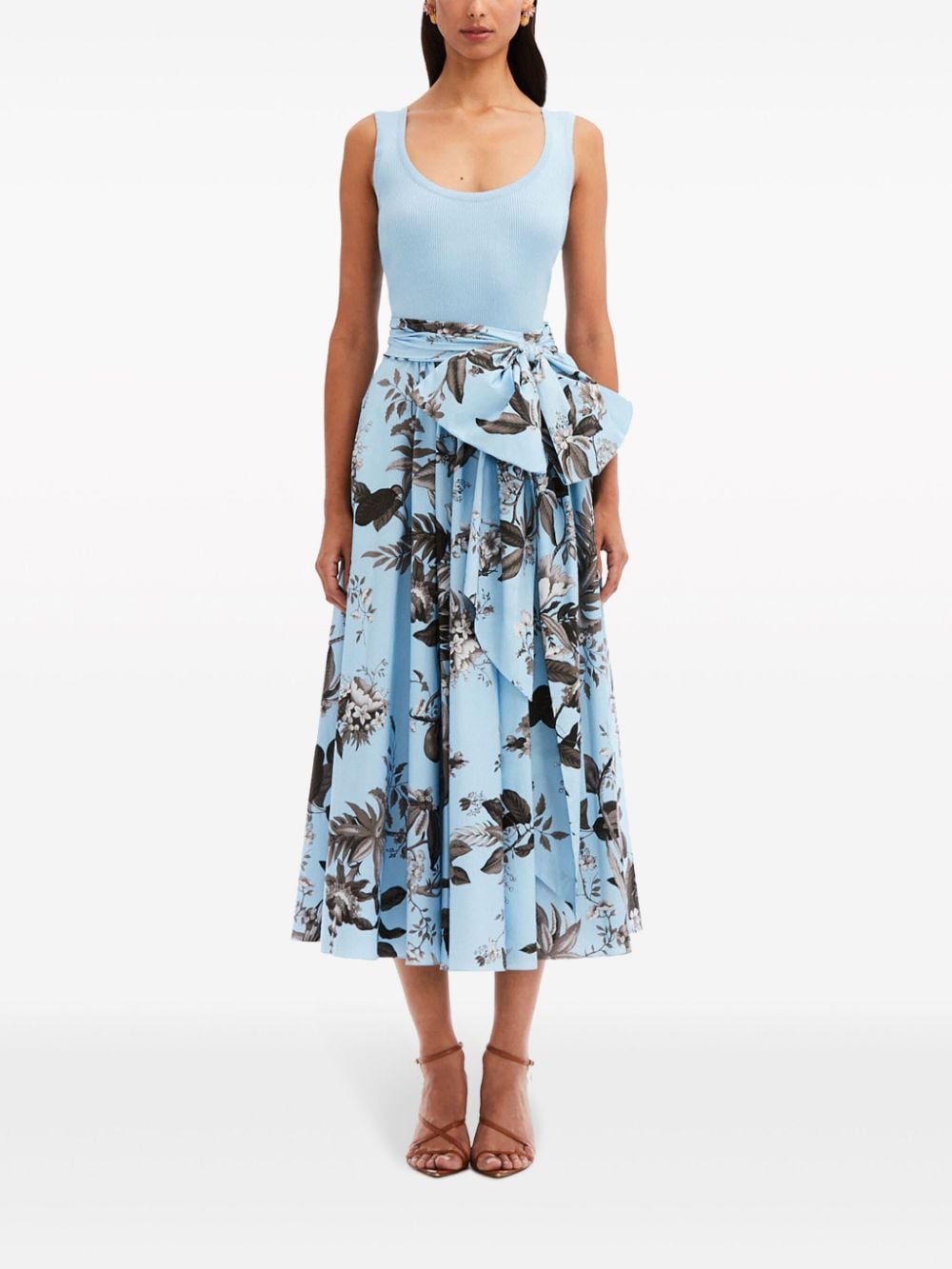 OSCAR DE LA RENTA Flora & Fauna-Print Sleeveless Midi Dress