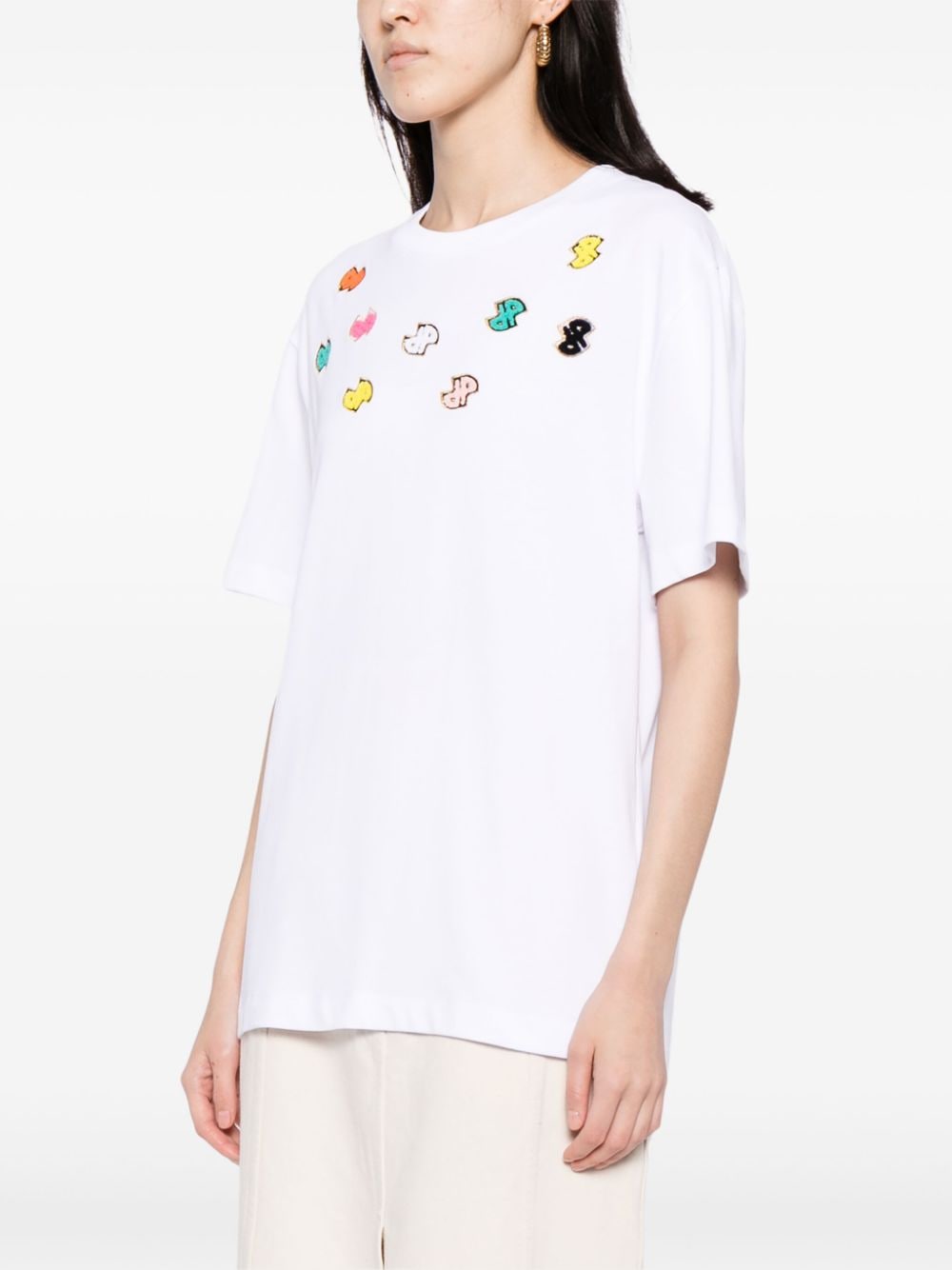 Patou Logo-Embellished Organic-Cotton T-Shirt In White - 40% Off