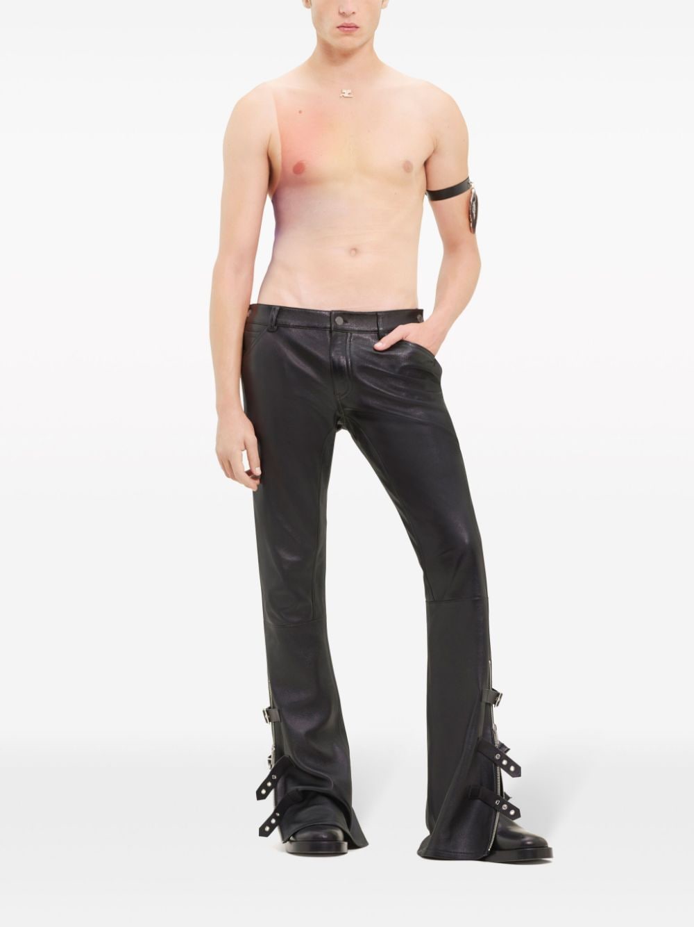 COURREGES Courrèges Buckle-Detailed Flared Leather Trousers