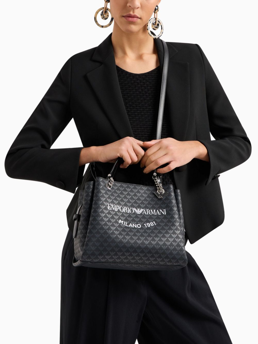 Emporio Armani Milano 1981 Logo-Print Tote In Black | Editorialist