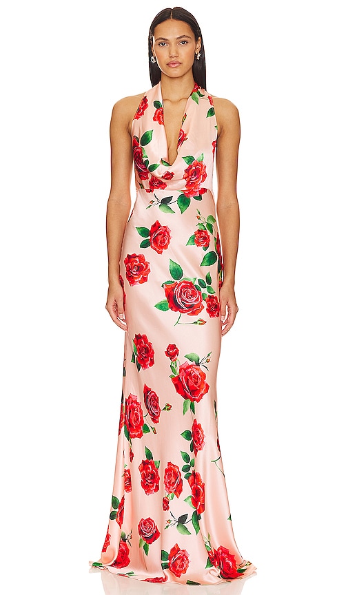 Buy SAU LEE Presley Gown Peach Multi At 38% Off Editorialist