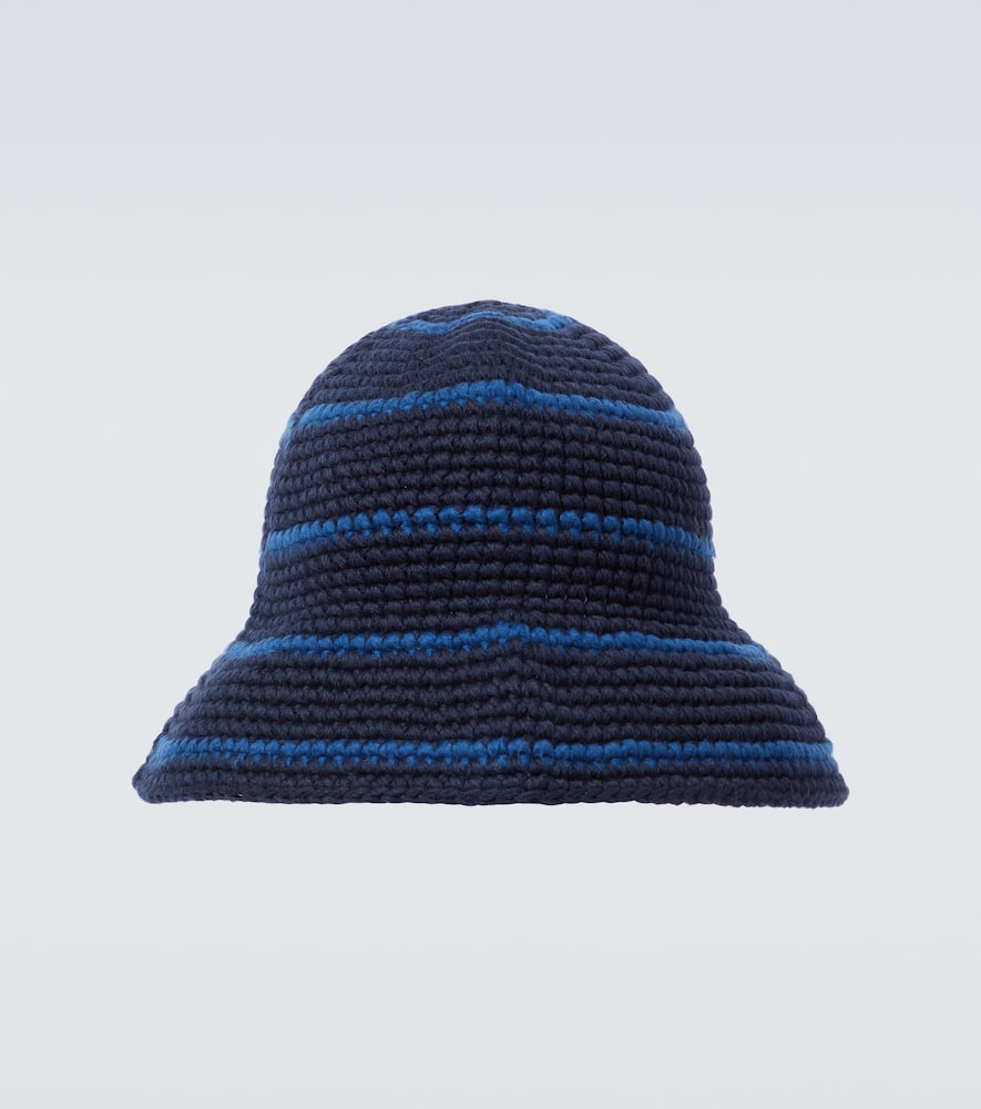 帽子 OUR LEGACY Knit Stripe Hat A421KBL Our Legacy Tom Tom Striped Crochet Hat In Blue - 40% Off