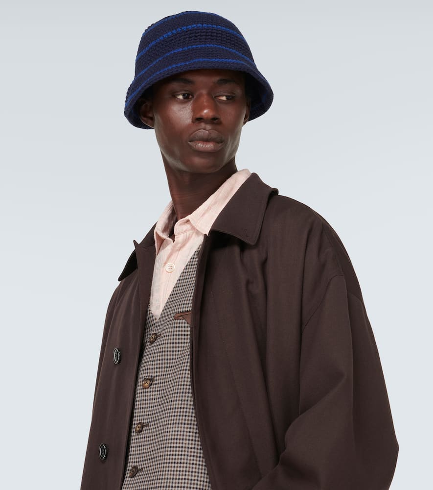 帽子 OUR LEGACY Knit Stripe Hat A421KBL Our Legacy Tom Tom Striped Crochet Hat In Blue - 40% Off