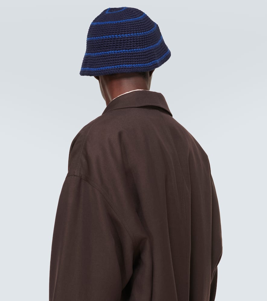 Our Legacy Tom Tom Striped Crochet Hat In Blue - 40% Off