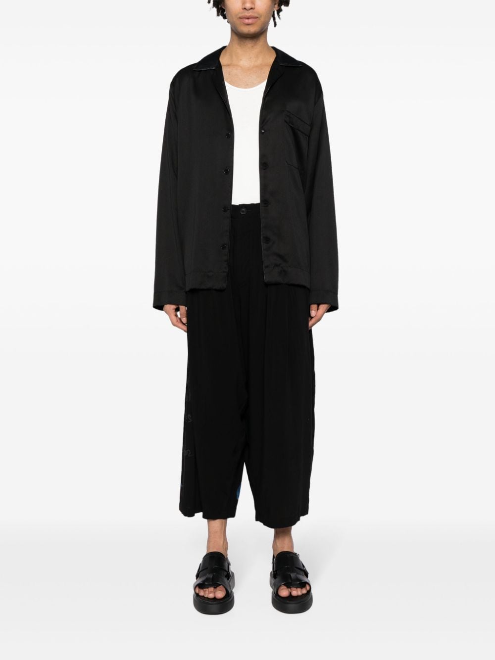 YOHJI YAMAMOTO Yohji Yamamoto Graphic-Print Velvet Trousers