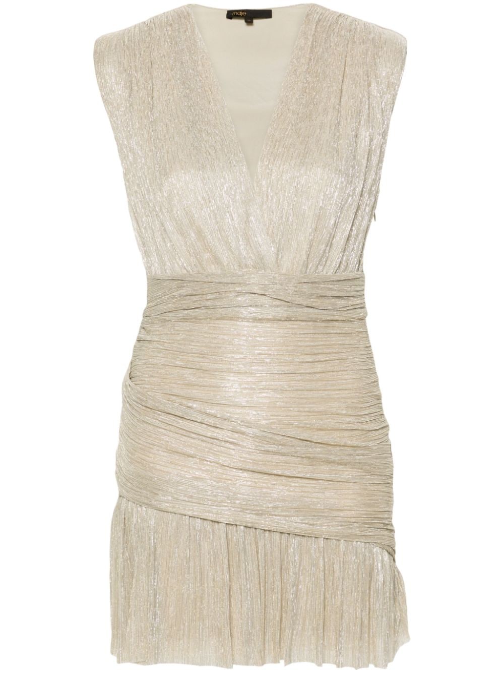 Maje Ruched Lurex Mini Dress In Neutrals - 31% Off | Editorialist