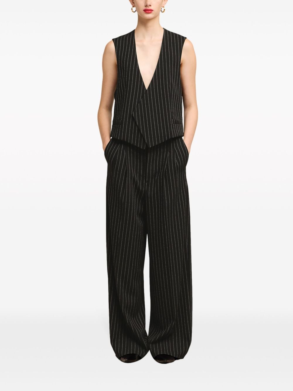 AMI AMI Paris Pinstriped Crepe Vest