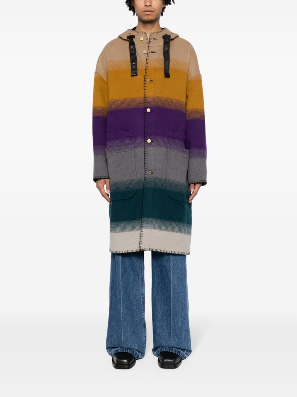ROBERTO CAVALLI Roberto Cavalli Blanket Stitched Colour-Block Coat