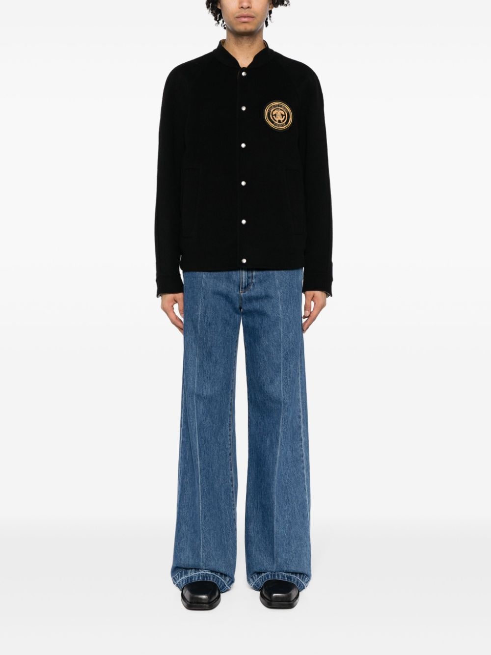 ROBERTO CAVALLI Roberto Cavalli Logo-Embroidered Wool Bomber Jacket