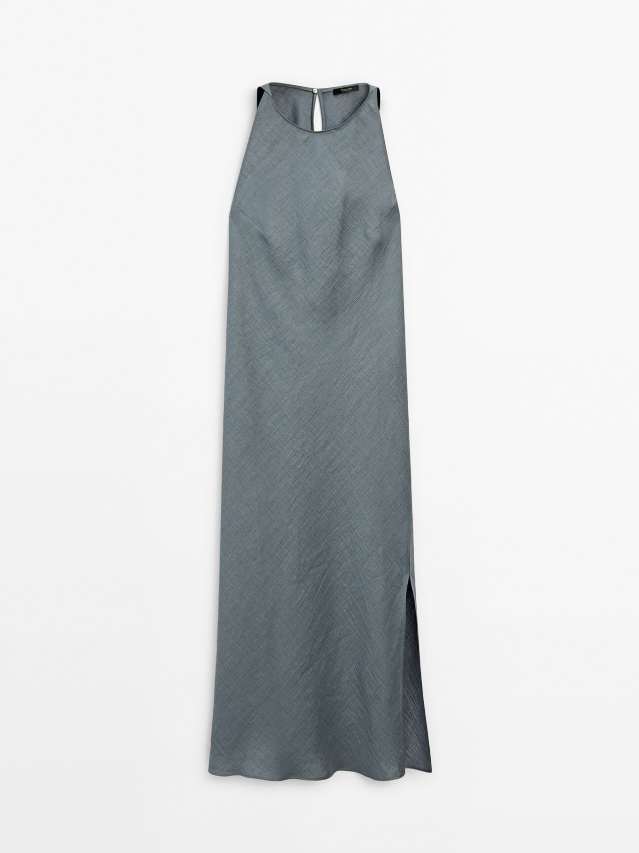 Massimo Dutti Halter Neck Maxi Dress - Bluish Grey | Editorialist