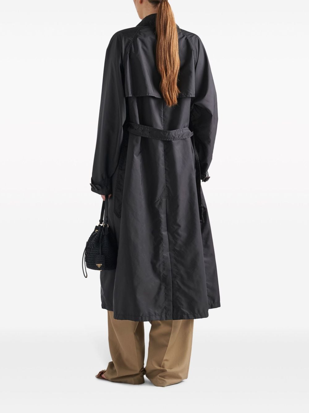 Prada Re-Nylon Belted Trench Coat - Black | Editorialist