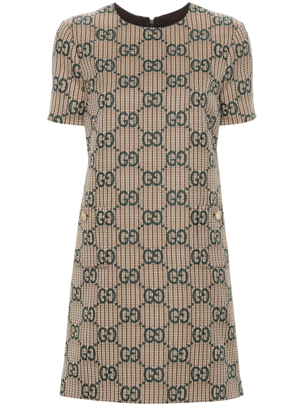 希少3Lサイズ◆GUCCI GG Jaquard Knit Dress Gucci Gg-jacquard Wool Dress - Neutrals | Editorialist