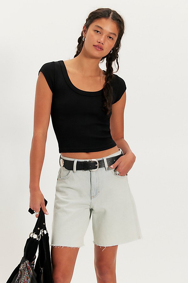 WRANGLER Wrangler High-Rise Frayed Hem Denim Shorts