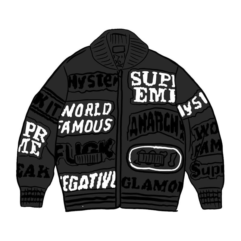 Supreme X Hysteric Glamour Logos Zip Up Sweater - Black | Editorialist