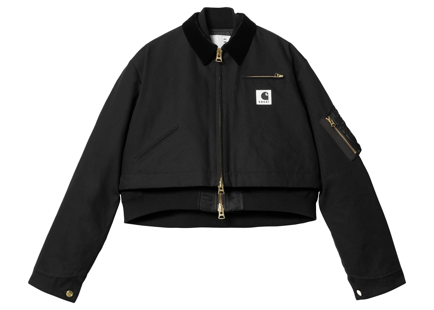 Sacai X Carhartt Wip Canvas Ma1 Detroit Jacket - Black | Editorialist