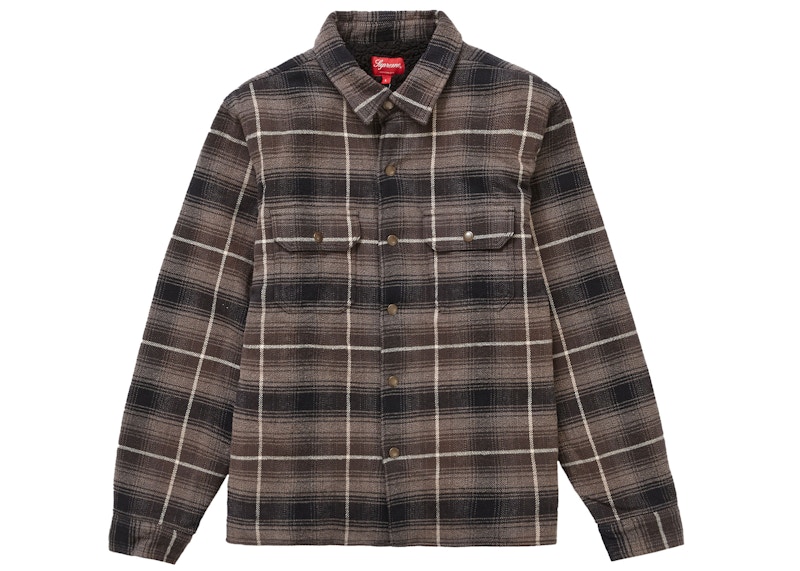 Supreme Shearling Lined Flannel Shirt - Black | Editorialist