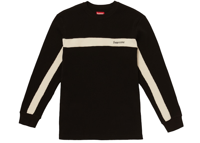 Supreme Panel Stripe Waffle Thermal - Black | Editorialist