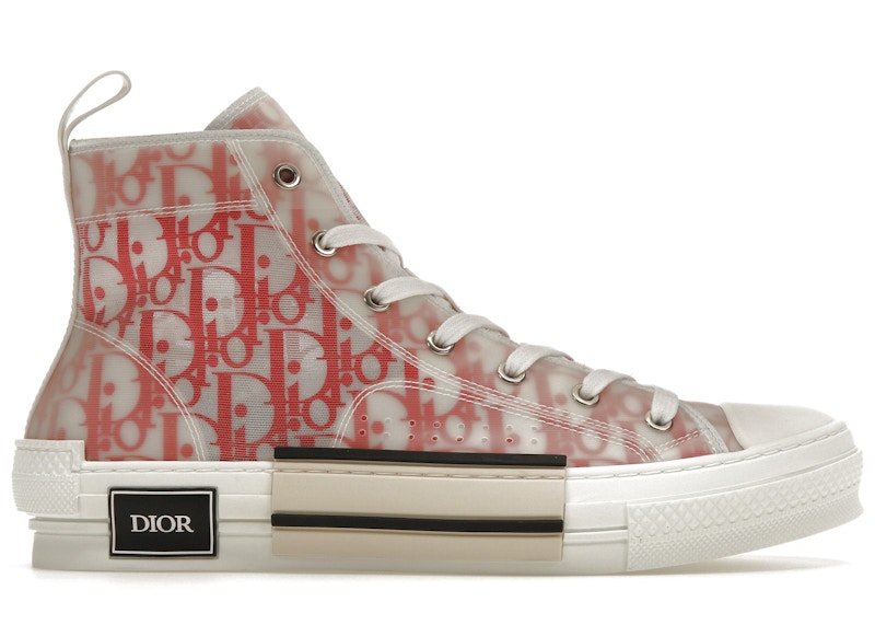 Dior B23 Oblique High-Top Sneakers White/Red Editorialist