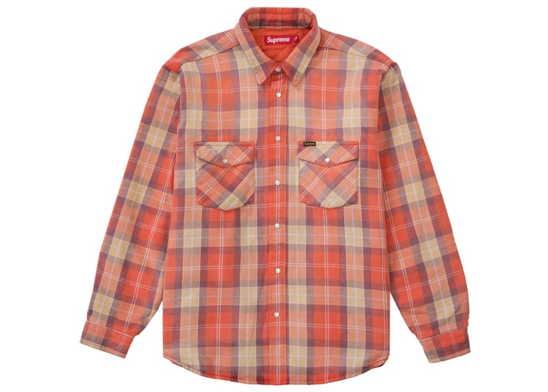 Supreme Quilted Flannel Snap Shirt - Orange | Editorialist