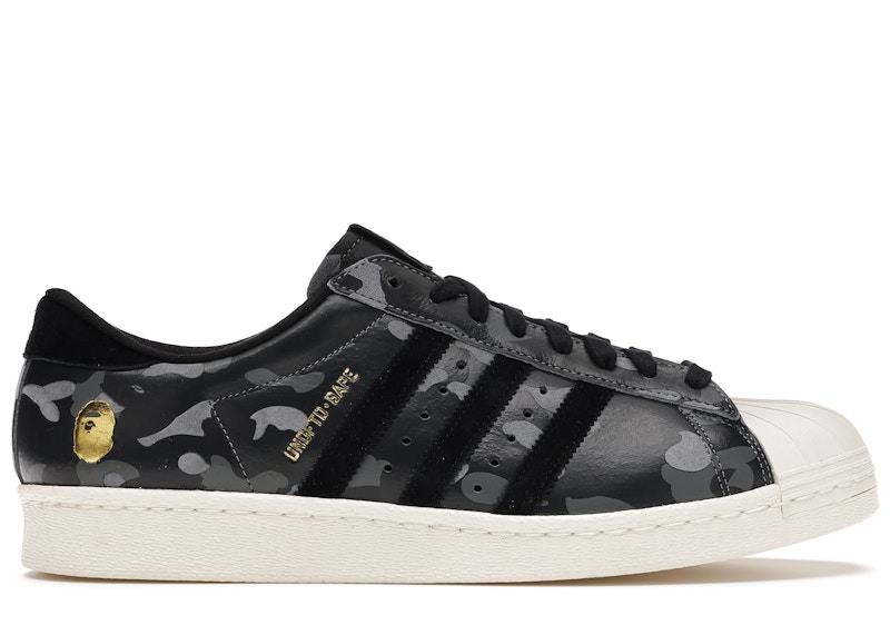 Adidas Superstar 80s Undefeated Bape Sneakers - Black Camo/Gold/Running  White | Editorialist
