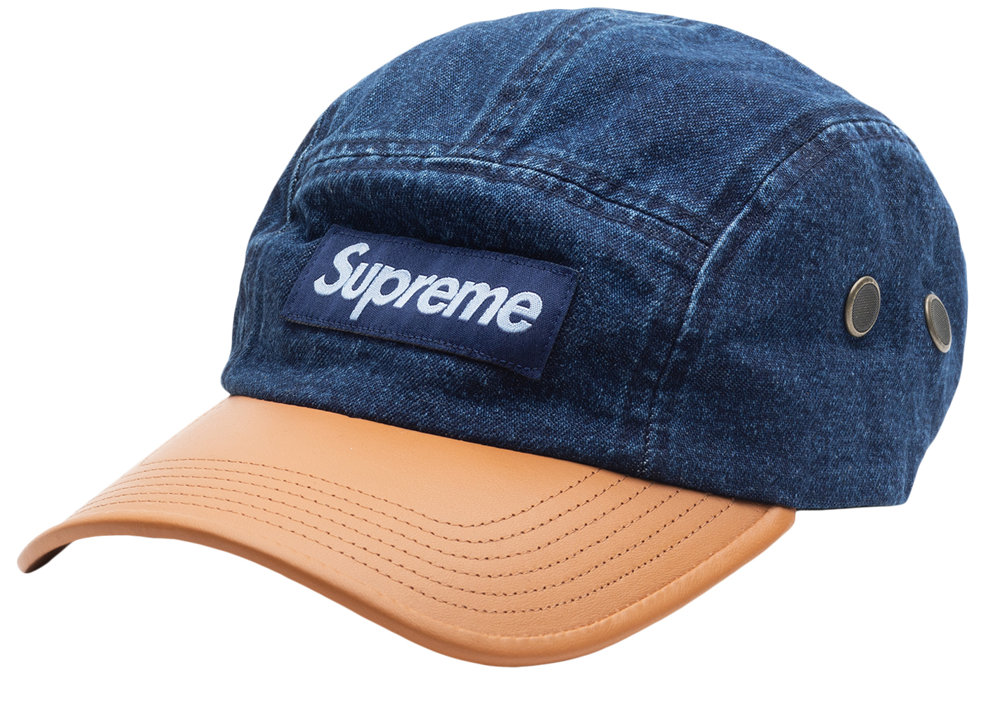 Supreme Lasered Denim Camp Cap - Navy Blue | Editorialist