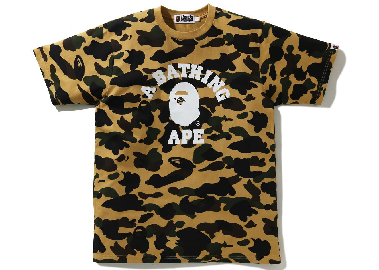 A Bathing Ape 1st Camo College Tee Shirt Tee Shirt - Yellow 