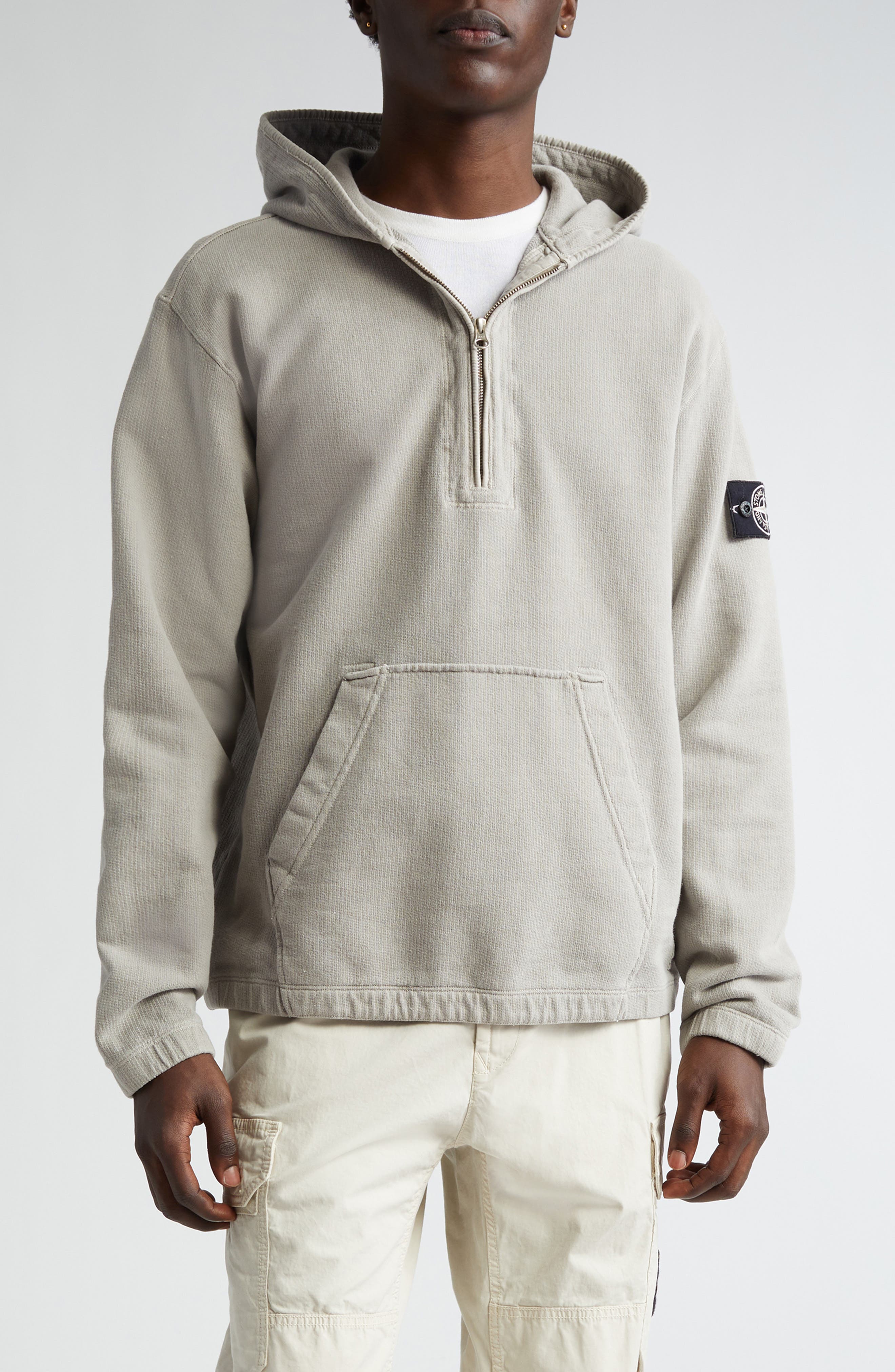 Stone Island Felpa Half Zip Hoodie In Dust - 55% Off | Editorialist 94aw stone island half zip hoodie XL