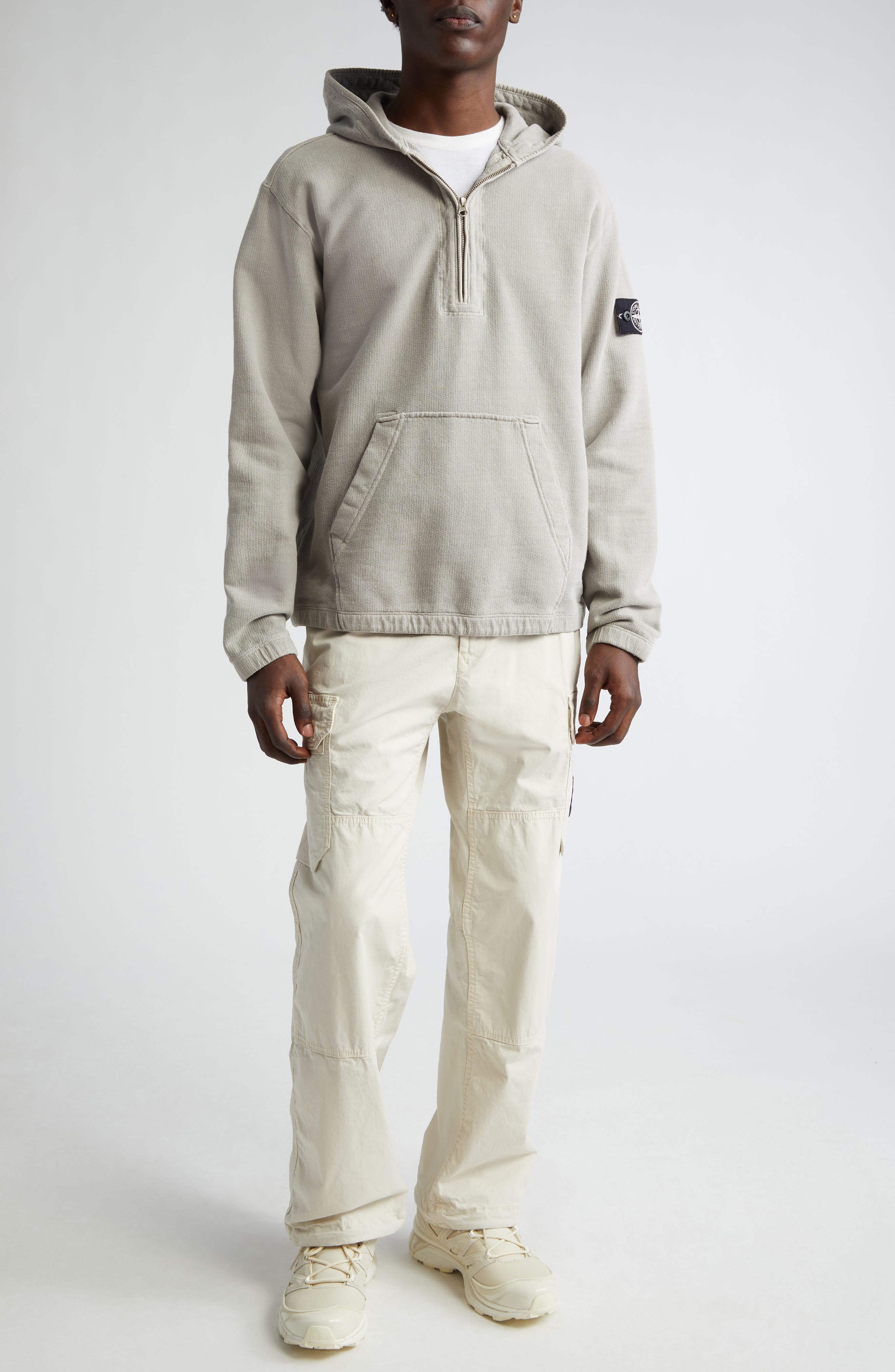 Stone Island Felpa Half Zip Hoodie In Dust - 55% Off | Editorialist