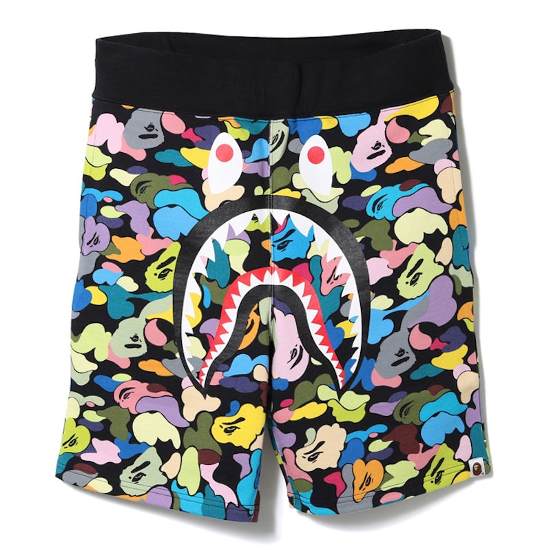 Bape Camo Shark Sweat Shorts Black Editorialist