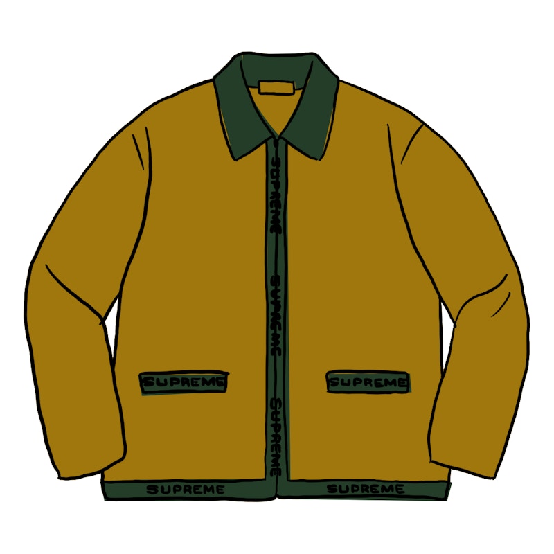 Supreme Logo Trim Zip-Up Cardigan - Olive | Editorialist