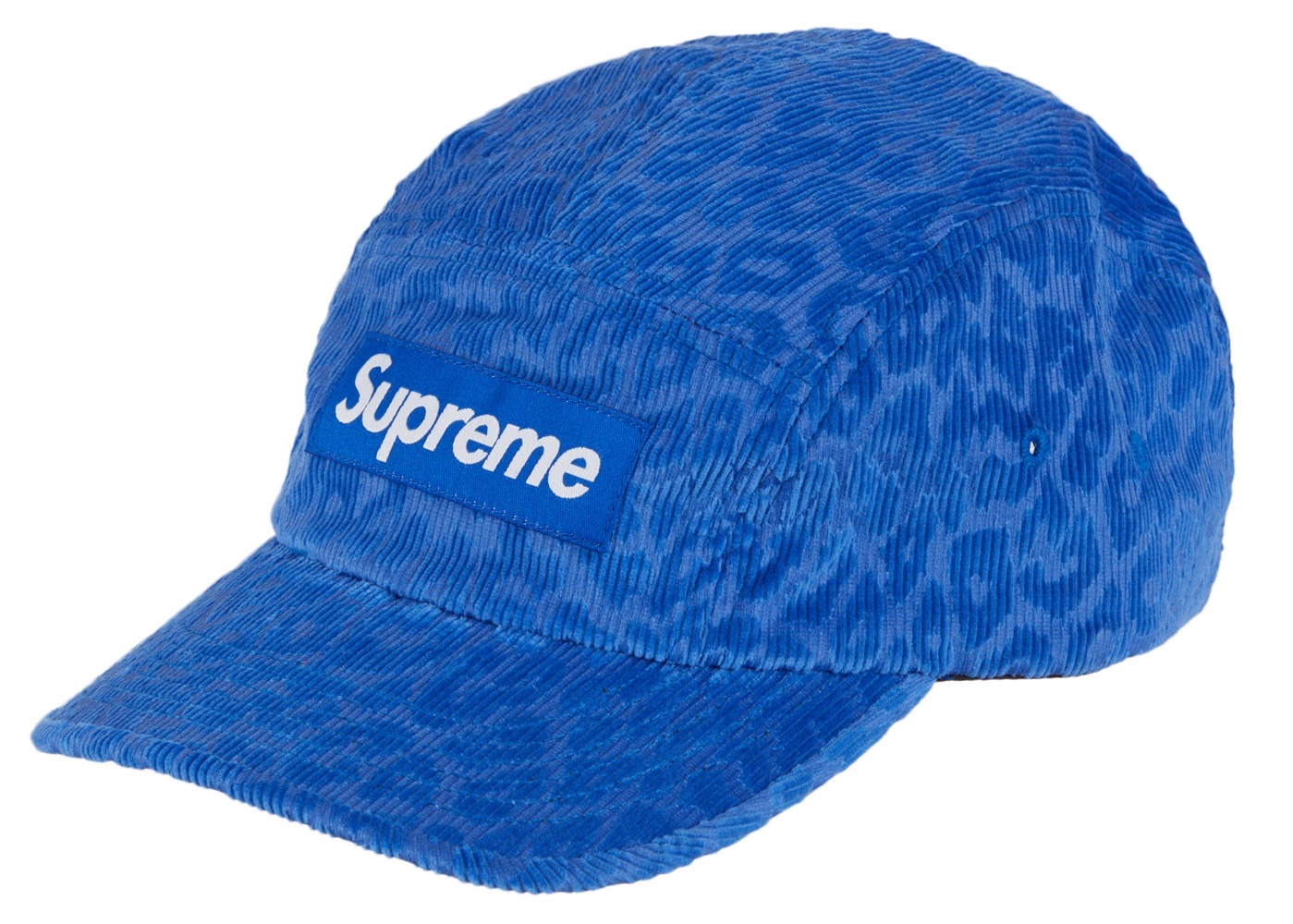 Supreme Leopard Corduroy Camp Cap - Royal | Editorialist