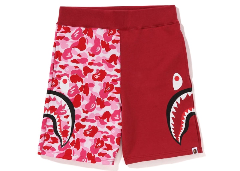 Bape Abc Camo Side Shark Sweat Shorts Pink/Red Editorialist