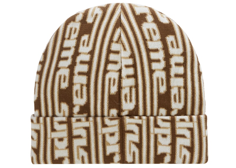 Supreme Vertical Logo Beanie - Tan | Editorialist
