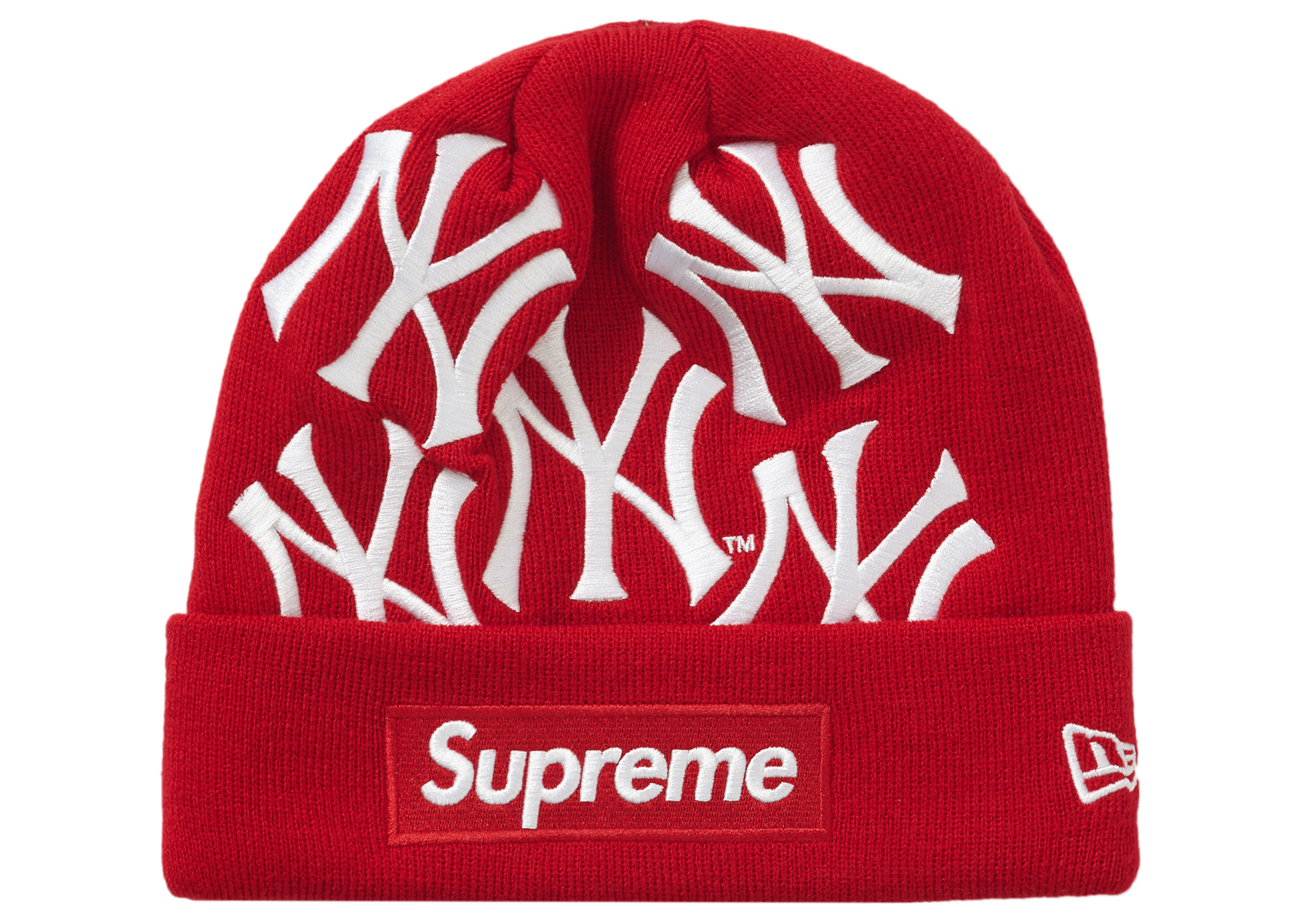 Supreme X New York Yankees X New Era Box Logo Beanie - Red