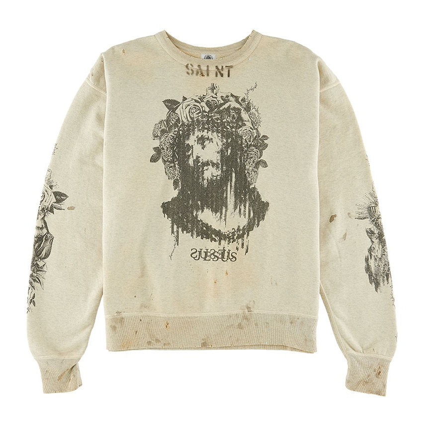 Saint MxxXXXx JESUS CREWNECK スウェット SAINT MXXXXXX - Jesus Crewneck Sweater — SUPERMRKT